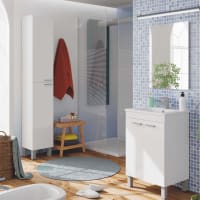 Mueble de baño con 2 puertas y 1 cajón en madera blanca | Maisons du Monde