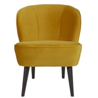Runder Hocker aus Samt in Ocker Sara | Maisons du Monde