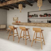 Set di 2 sedie da bar per isola centrale 66 cm legno e tessuto grigio ...