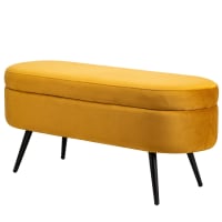 Banc en tissu moutarde avec piètement métal l110 cm jaune Ocrina ...