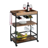Desserte de cuisine multi-rangement effet bois avec tasseaux Pajan ...