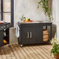 Cucina da esterno con barbecue a gas a 3 bruciatori, 2 moduli, nero ...