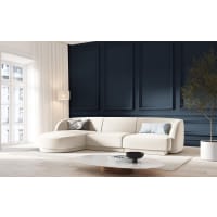 Divano angolare destro 4 posti in ciniglia beige chiaro Miley | Maisons ...