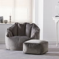 Sitzsack-Sessel mit Hocker, Samt, Rosa Sirena | Maisons du Monde