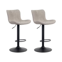 Lot de 2 tabourets de bar ajustables pivotants tissu Taupe Emma ...