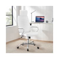 Silla de oficina giratoria regulable en Simil cuero Nogal/blanco Dayton ...