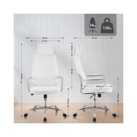 Silla de oficina giratoria regulable en Simil cuero Nogal/blanco Dayton ...