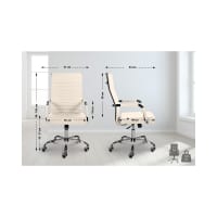 Silla de oficina giratoria regulable en Simil cuero Nogal/blanco Dayton ...
