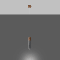 Suspension Béton Gris/Bois Naturel GU10 2 Zane Zane | Maisons du Monde
