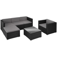 Conjunto de ratán sintético, 11 piezas, acero, 167x110x73cm, gris ...