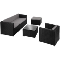 Conjunto de ratán sintético, 11 piezas, acero, 167x110x73cm, gris ...