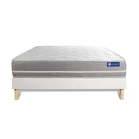 Ensemble 90x200 matelas mémoire de forme sommier noir Vitalmemo back ...