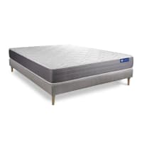 Ensemble 90x200 matelas mémoire de forme sommier gris Vitalmemo back ...