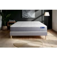 Ensemble 90x200 matelas mémoire de forme sommier gris Vitalmemo back ...