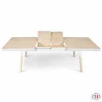 Mesa de comedor rectangular de madera blanca y marrón cm 180x90x80 ...