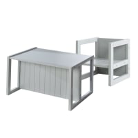 Ensemble table et chaise enfant réversibles en bois anthracite ...