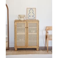 Meuble à chaussures bois et rotin naturel 120 cm Haydé | Maisons du Monde