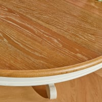 Table ronde en chêne 1 rallonge 4/6 couverts blanc Ariane | Maisons du ...