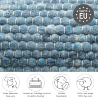 Alfombra tejida a mano de lana virgen - Azul 140x200 cm ALPEN | Maisons ...