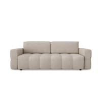 Sofá cama con arcón de nogal 4 plazas tejido rizo crema Gabriel ...