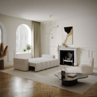 Sofá cama con arcón de nogal 4 plazas terciopelo topo Gabriel | Maisons ...