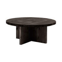 Mesa baja redonda de madera ø60cm - negro Woood | Maisons du Monde