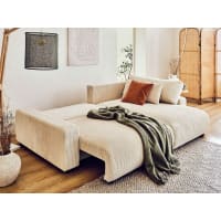 Canapé d'angle en tissu bouclé 2 places, Beige Talw l mini | Maisons du ...