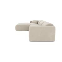 Sofá esquinero recto 5 plazas tejido rizado crema Livia | Maisons du Monde