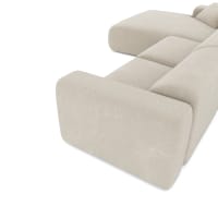 Sofá esquinero recto 5 plazas tejido rizado crema Livia | Maisons du Monde