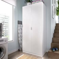Armoire polyvalente à 2 portes effet bois blanc 180x50 cm Catherine ...