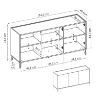 Buffet effet bois blanc 154x41 cm Arvada | Maisons du Monde
