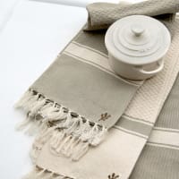 Set di 3 strofinacci cotone beige lino 45x70 cm Mahdia | Maisons du Monde