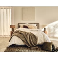 Lit coffre 160x200 cm en velours texturé beige Babel | Maisons du Monde