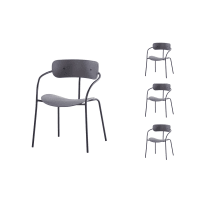Lot de 4 chaises cannage naturel et structure en métal noir L47 cm ...
