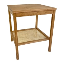 Mesa auxiliar cuadrada de madera de suar y patas negras de 38 cm Suzy ...