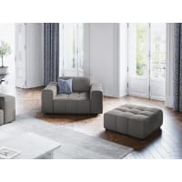 Puf tejido de rizo gris grafito Myra | Maisons du Monde