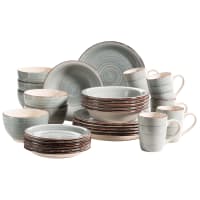 12er-Set Keramikteller Beige, 6 flache, 6 tiefe | Maisons du Monde