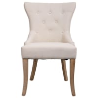 Silla de madera tapizada color crema 53x53x48/102 | Maisons du Monde