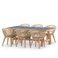 Set tavolo da giardino allungabile in legno con 10 sedie, marrone ...