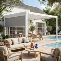 Pérgola bioclimática 3x4m + 1 toldo vertical de 3m, beige Triomphe 4x3m ...
