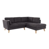 Ecksofa im skandinavischen Design aus Mikrofaser-Stoff, Grau Stella ...