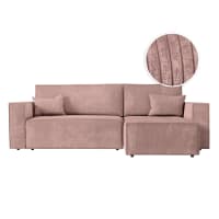 Canapé d'angle convertible avec coffre en velours côtelé - beige ...