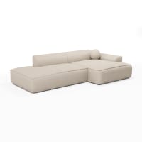 Sofá esquinero 4 plazas tejido de trama verde oliva Ania | Maisons du Monde