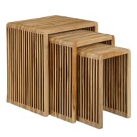 Lot de 4 tables d'appoint en teck marron Wicket | Maisons du Monde