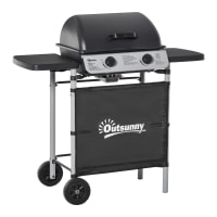 Plancha de gas de 2 quemadores 5kw con carrito y estante, negro PORTHOS ...
