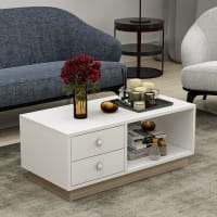 Couchtisch-Set aus Metall mit MDF-Tischplatte, Schwarz+Weiß | Maisons ...