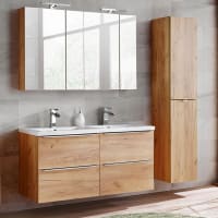 Ensemble meuble double vasque encastrée colonne stratifiés beige Elias ...