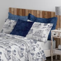 Drap plat percale de coton blanc & rouge 240x300 Zoé | Maisons du Monde