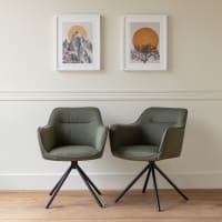 Lot de 2 fauteuils pivotants en tissu bouclette sable sable Boha ...