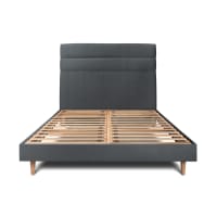 Cama baúl de terciopelo canalé gris 180x200 cm Cancun | Maisons du Monde